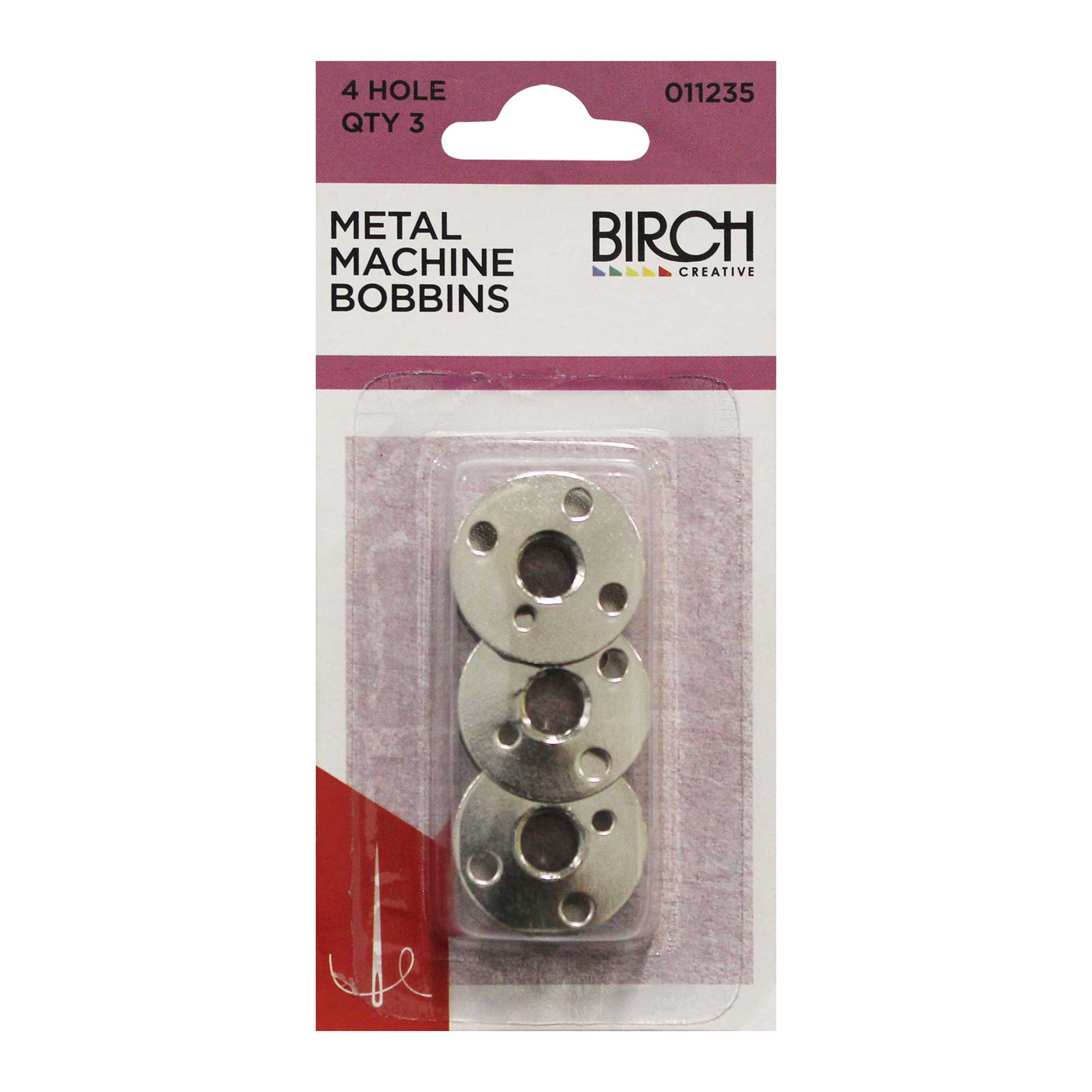 BOBBIN METAL 4 HOLE B/P 3 PK » Birch Wholesale