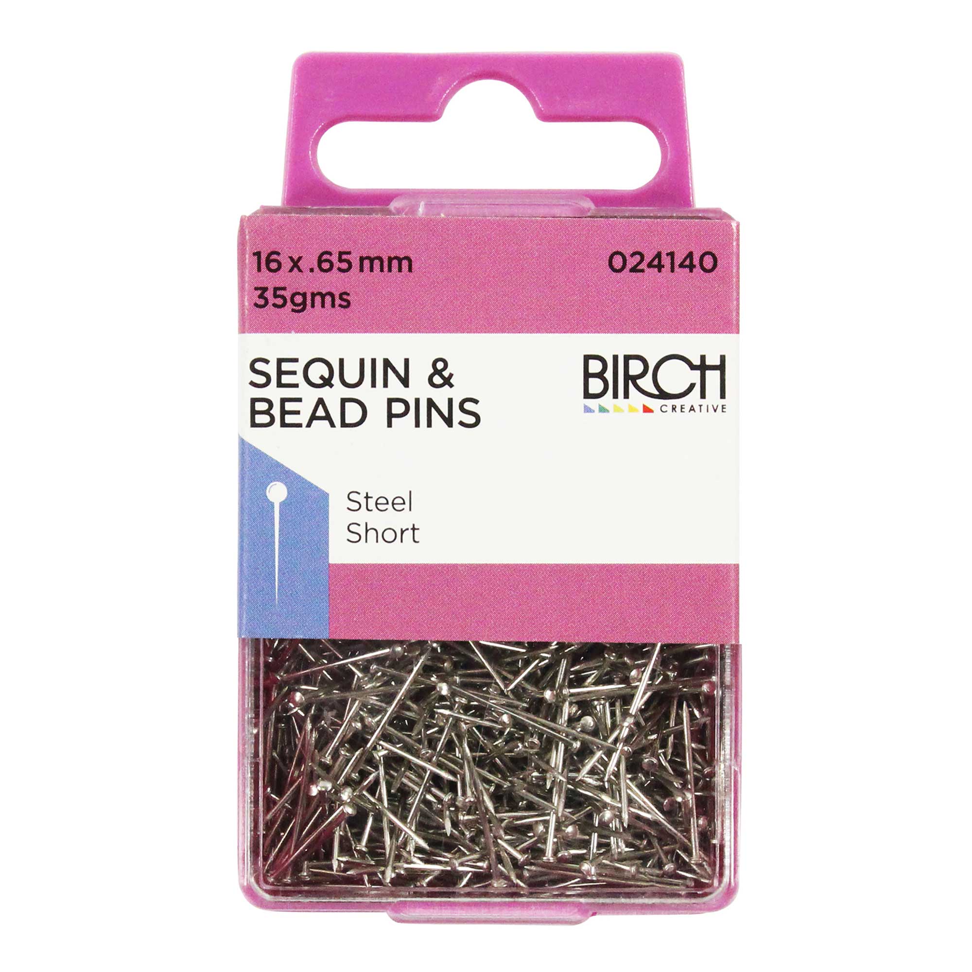 PINS SEQUIN & BEAD STEEL 16x0.65MM 35GMS » Birch Wholesale