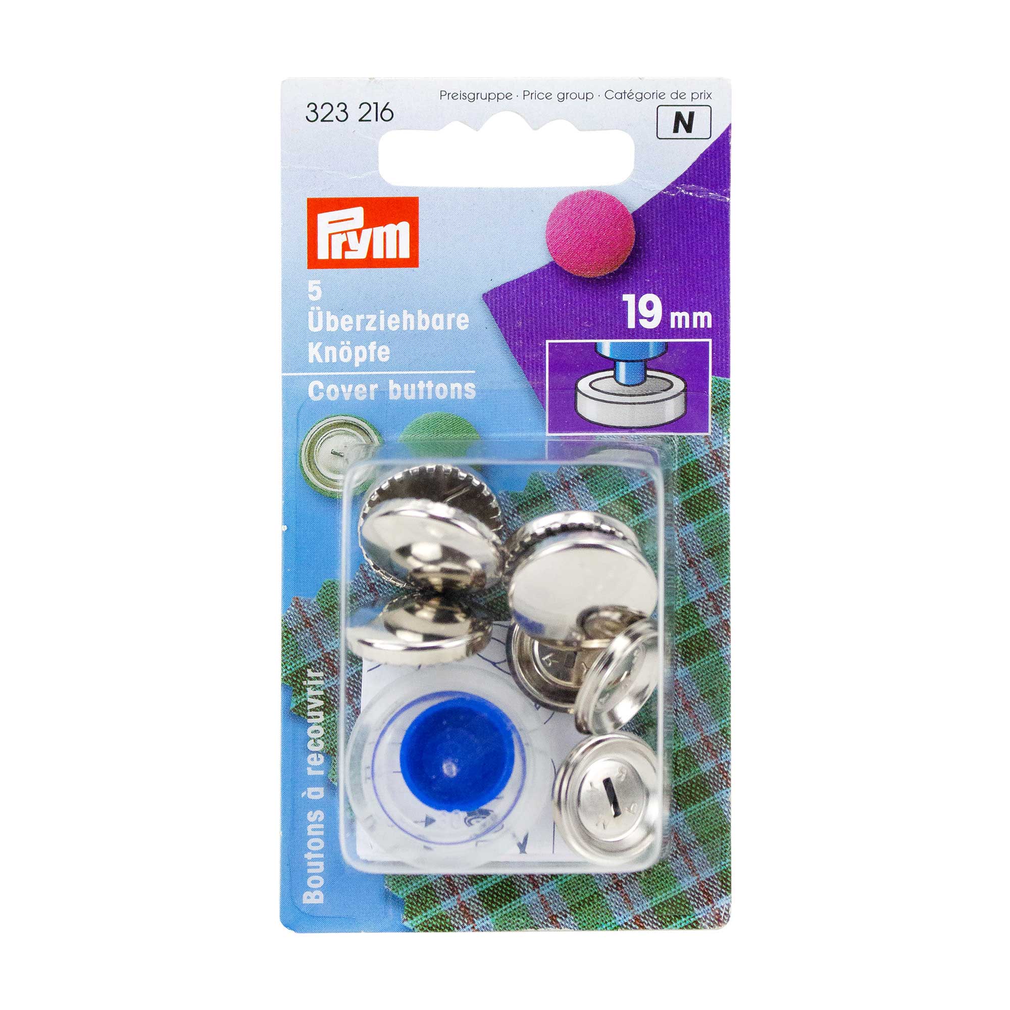 PRYM COVER BUTTONS BRASS 19 MM SILVER COL » Birch Wholesale