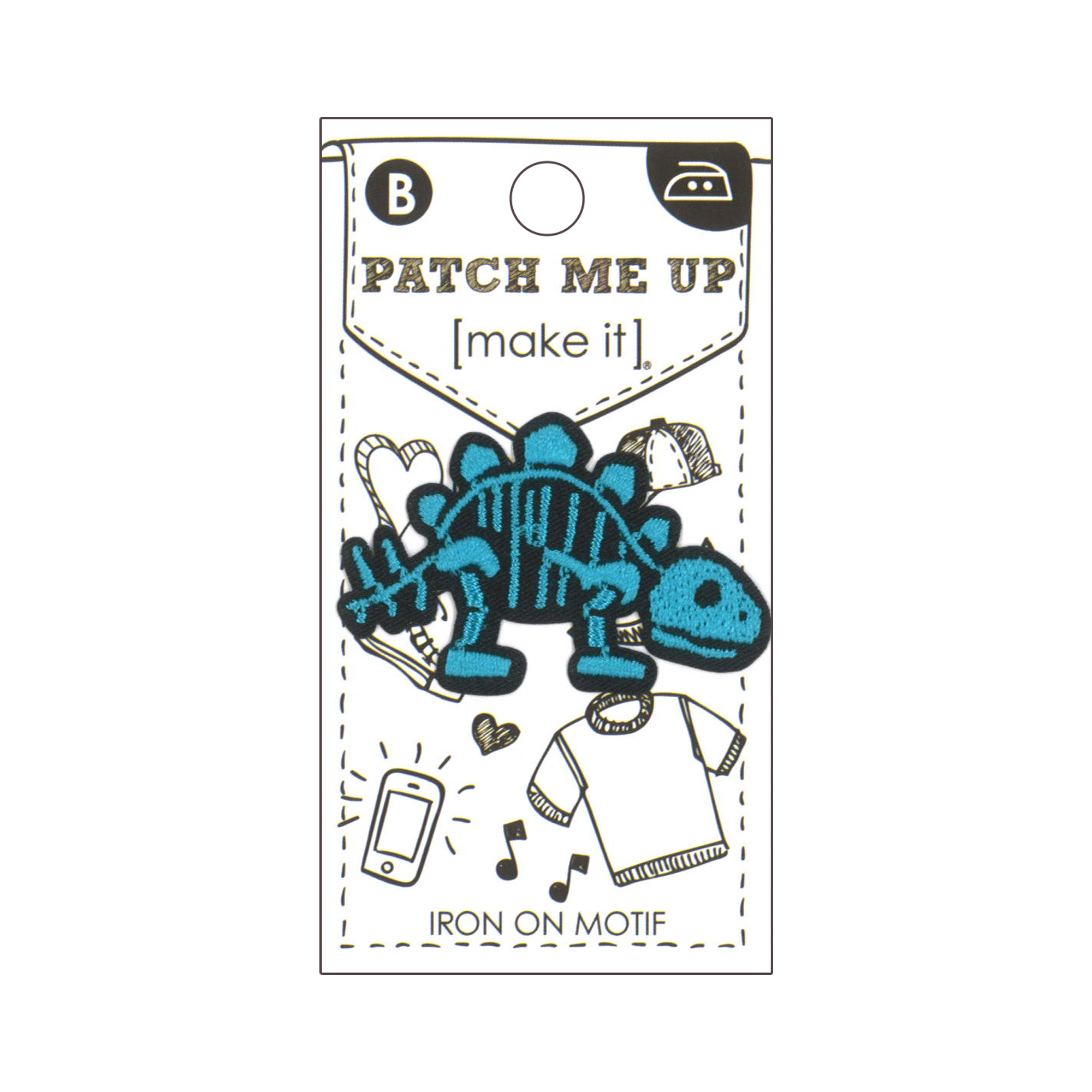 MOTIF IRON-ON BLUE DINO 4.5X3CM/3PK » Birch Wholesale
