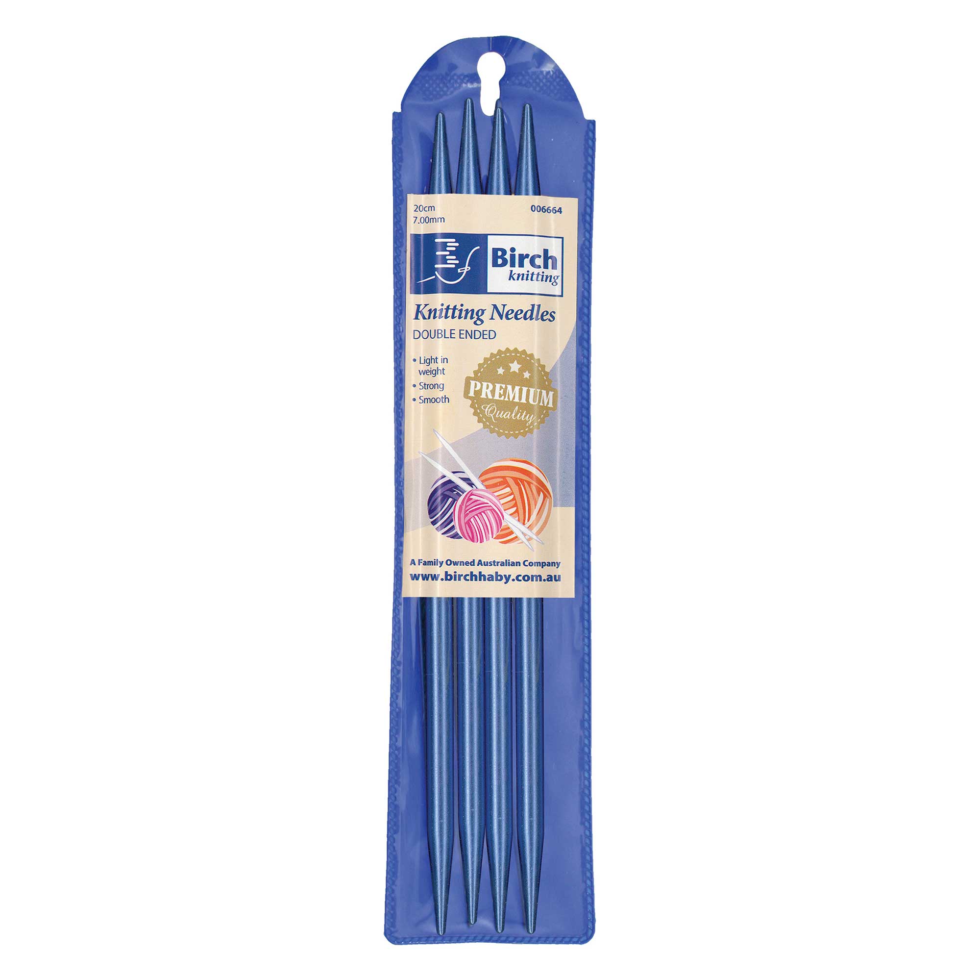 BIRCH KNITTING NEEDLE SET4 ANODISED 20CM 6.50-7MM » Birch Wholesale