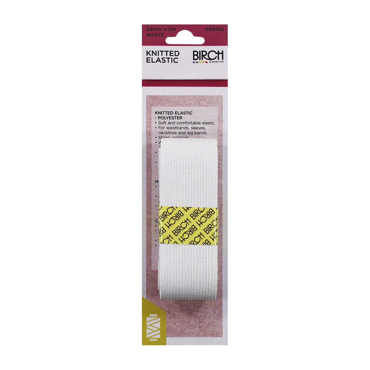 ELASTIC KNITTED HANK 32MMx2MT - WHITE » Birch Wholesale
