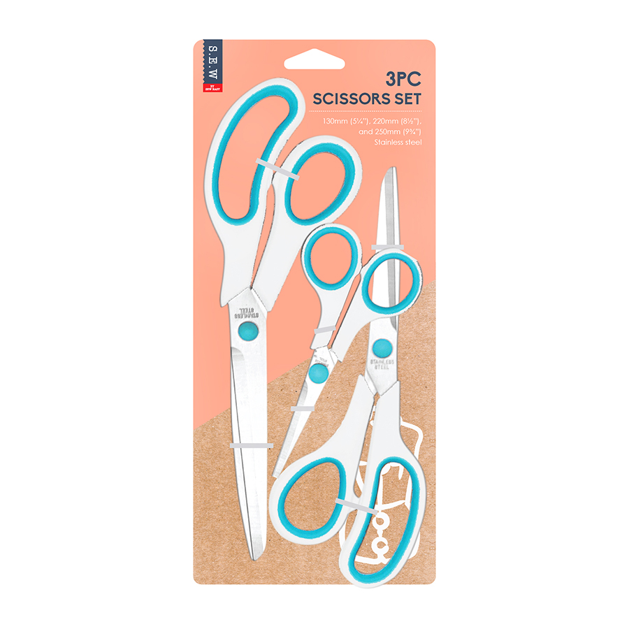 S.E.W. SCISSORS SWT 3 PCE SOFT GRIP » Birch Wholesale